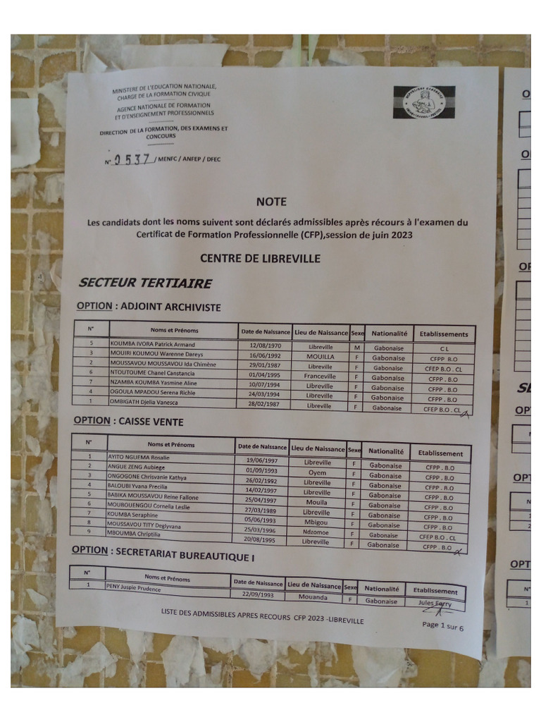 Admissibles Au CFP 2021 - 2023 Après Reco#1698473708862 | PDF