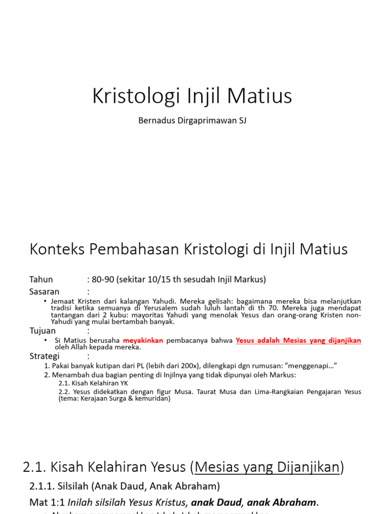 Kristologi Dalam Injil Matius - Revised - Rm. Dirga | PDF