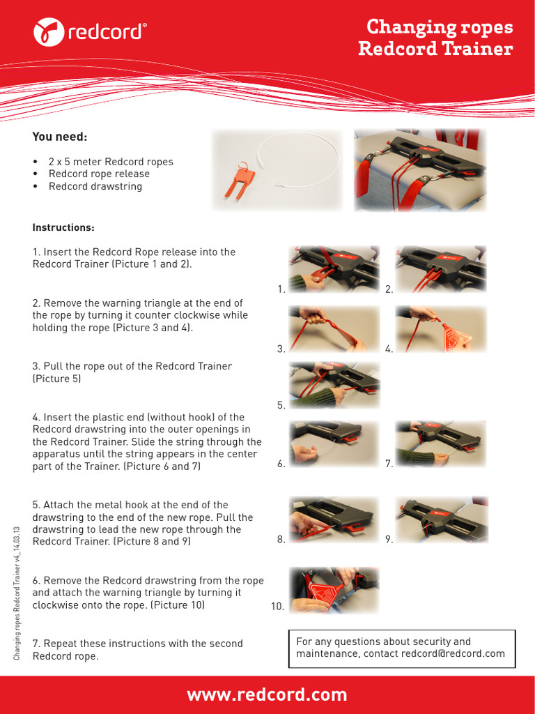 Redcord Trainer Rope Replacement Guide | PDF | Manufactured Goods | Equipment