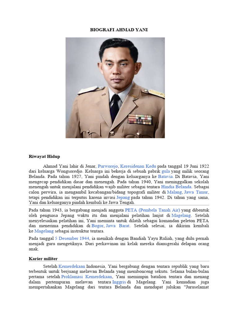 Biografi Ahmad Yani | PDF