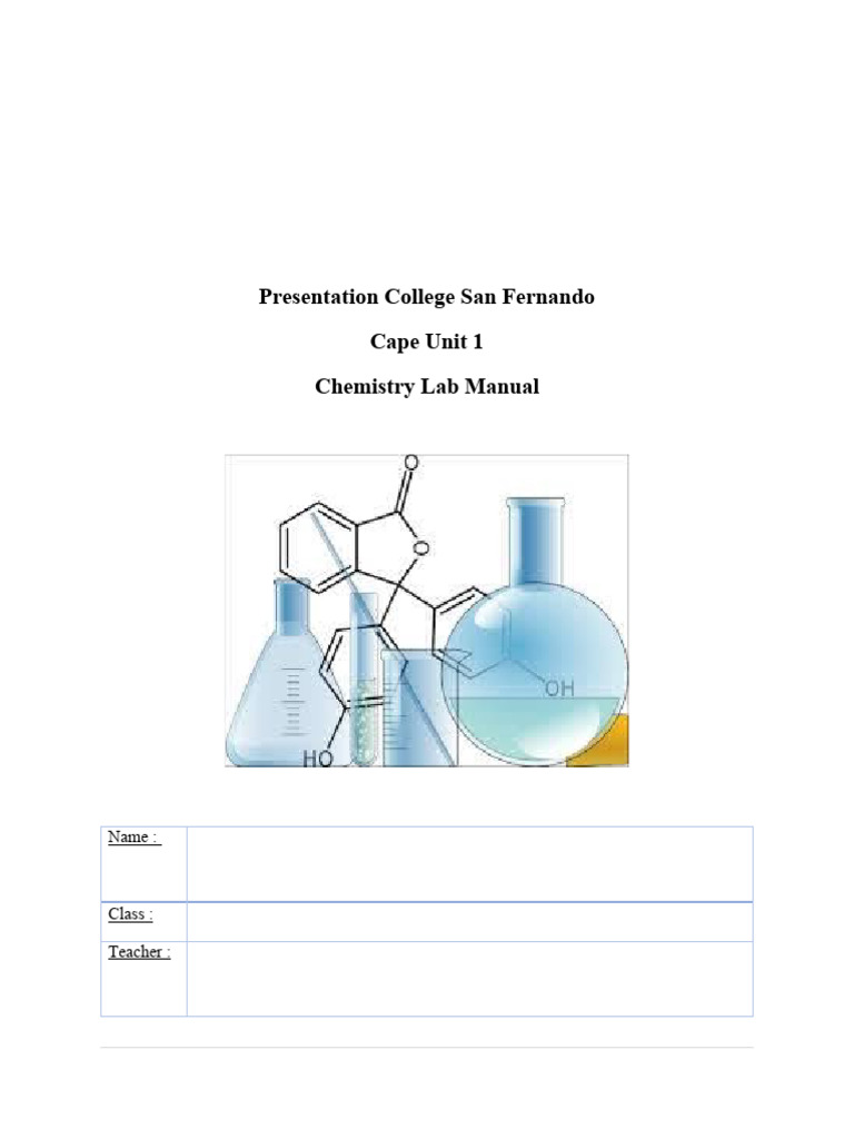 Cape Unit 1 Lab Manual | PDF | Experiment | Titration