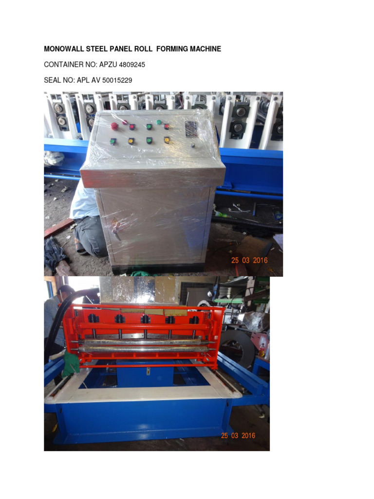 Monowall Steel Panel Roll Forming Machine | PDF