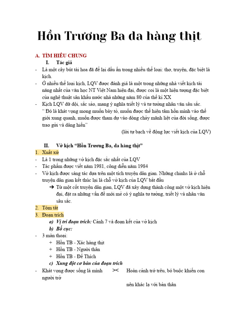 Hồn Trương Ba da hàng thịt | PDF