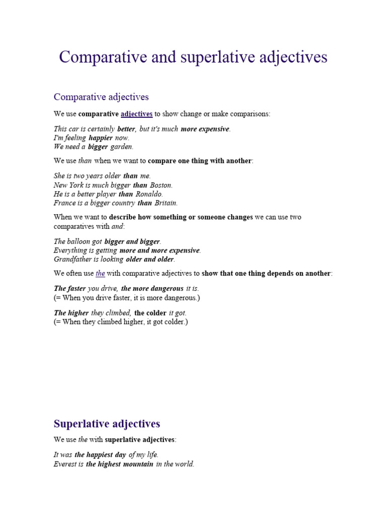 Comparative and Superlative Adjectives | PDF