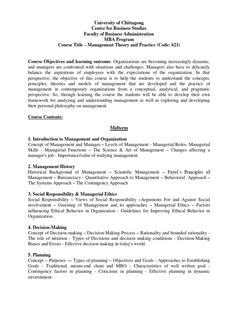 621 Management Theory Practice Pdf Decision Making Leadership