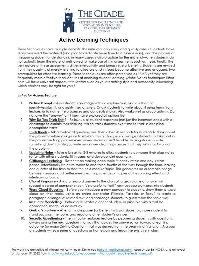 Active Learning Techniques | PDF