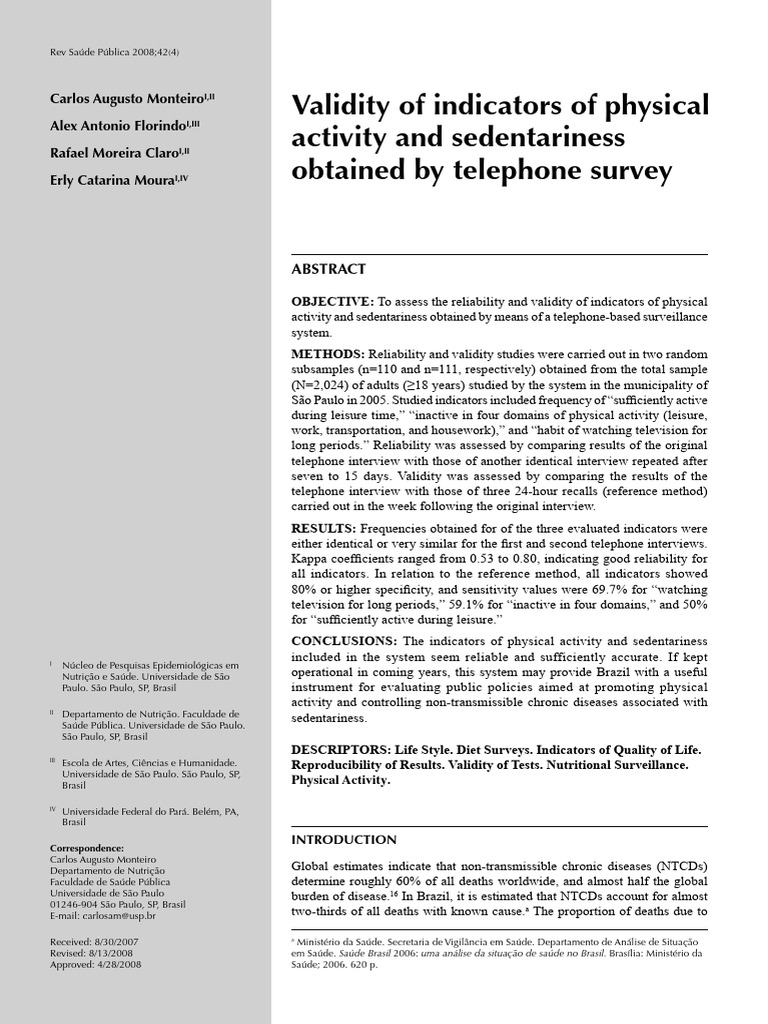 Validity of Indicators | PDF | Validity (Statistics) | Brazil