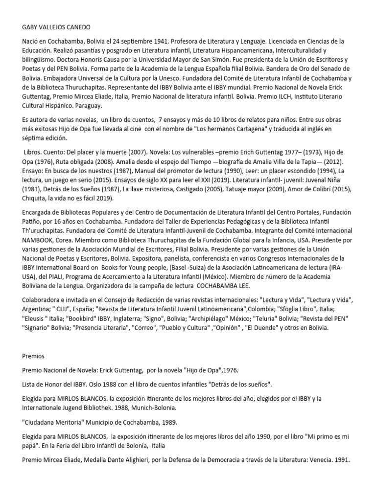 Gaby Vallejos Canedo | PDF | Ficción general