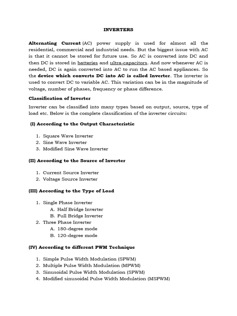 INVERTERS Class Notes | PDF