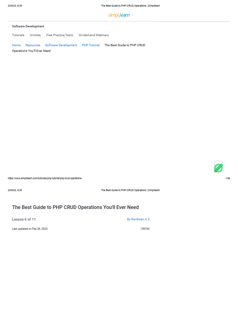 The Best Guide To PHP CRUD Operations - Simplilearn | PDF | Databases | Php