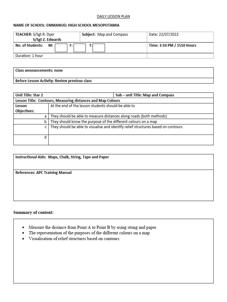 Map and Compass Lesson Plan 2 | PDF