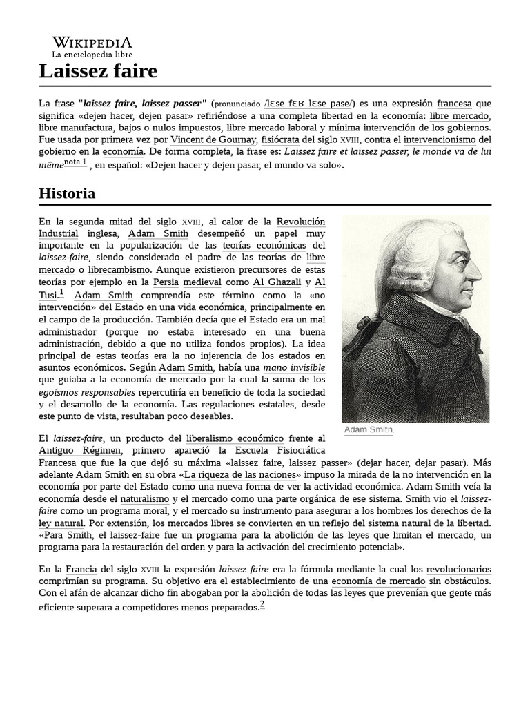 Laissez-faire: Libertad Económica y Adam Smith | PDF