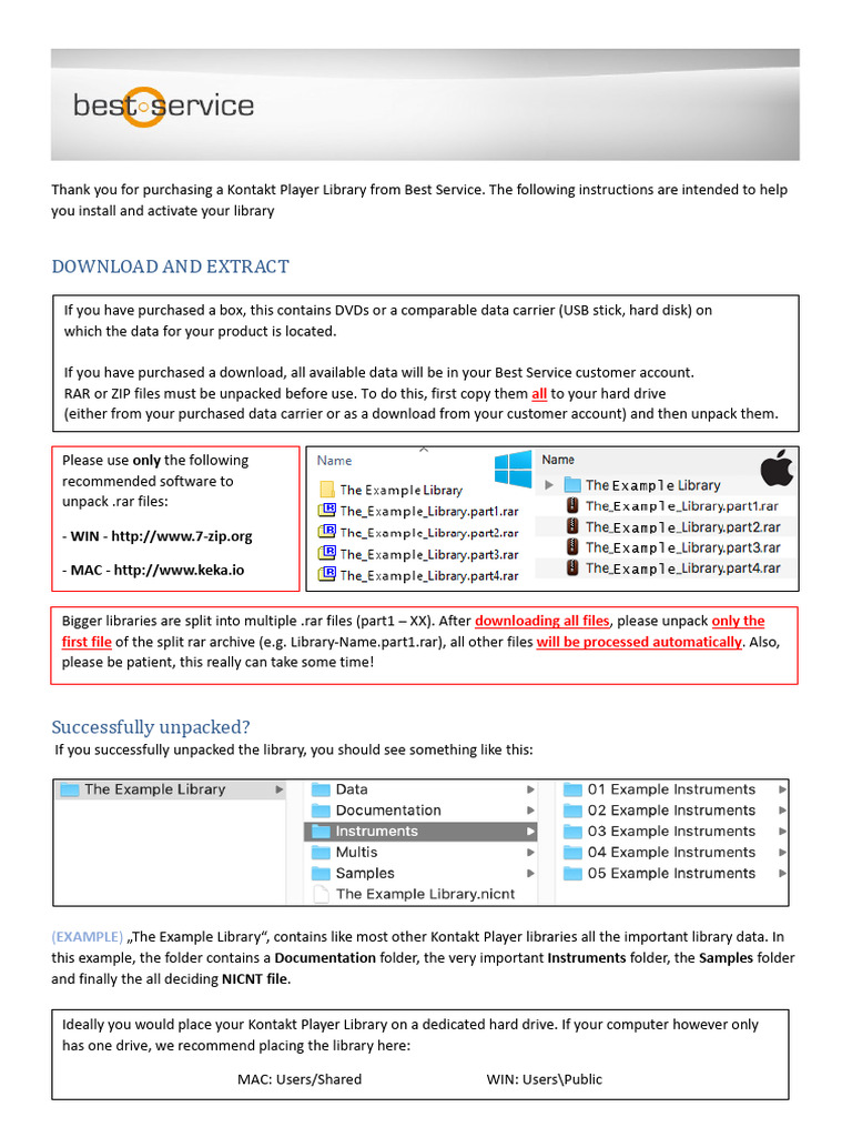 Installation Instructions - Kontakt Player Library | PDF | Computer File | Installation ...