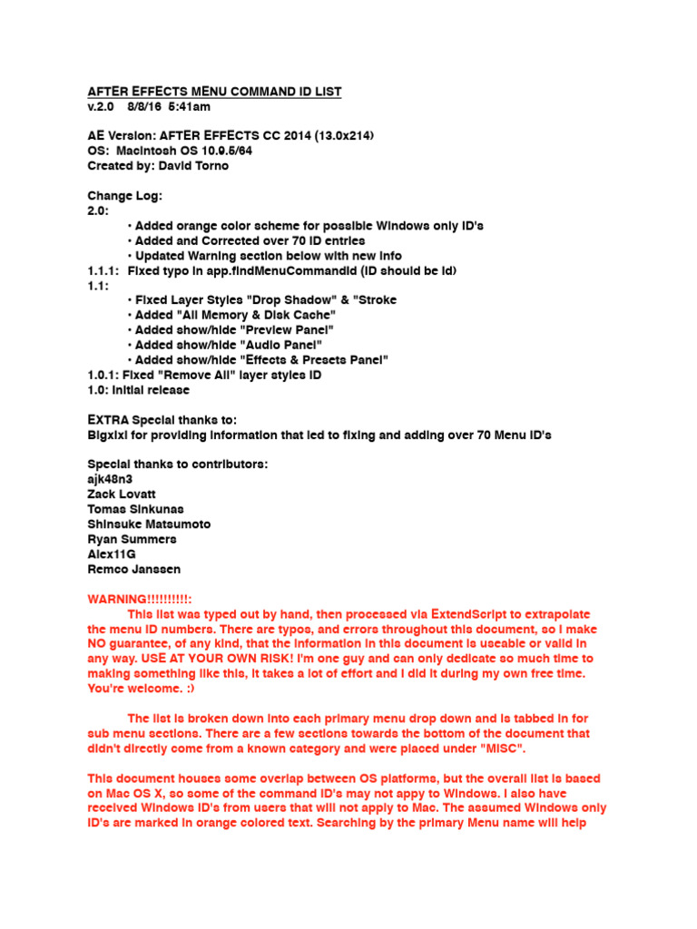 AECC2014 MenuIDs v2 0 | PDF | Computing | Graphic Design