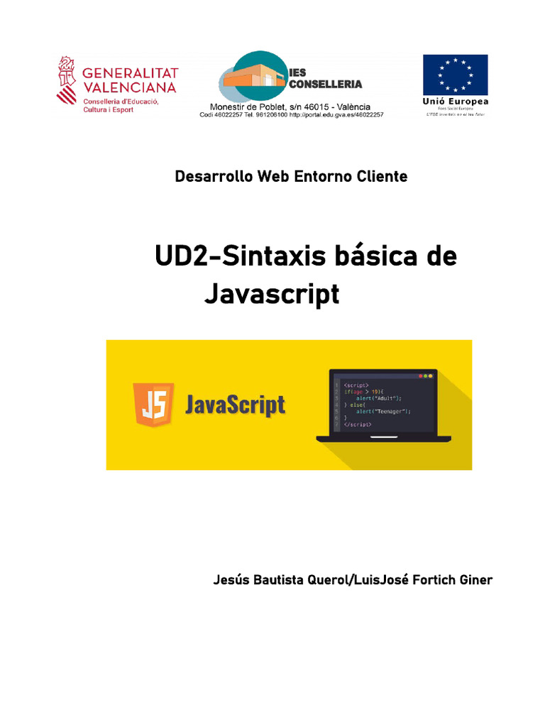 Ud2 Sintaxis Básica De Javascript Pdf 
