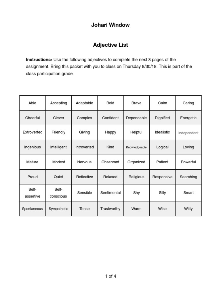 Johari Window Worksheet | PDF