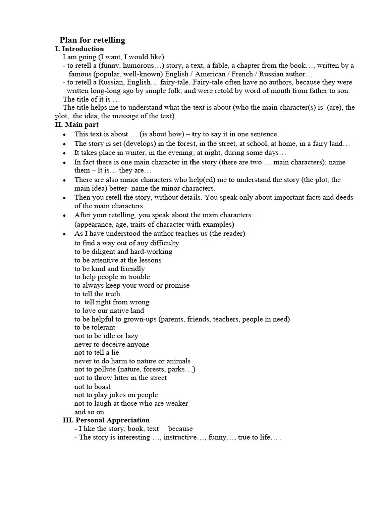 Plan For Retelling | PDF