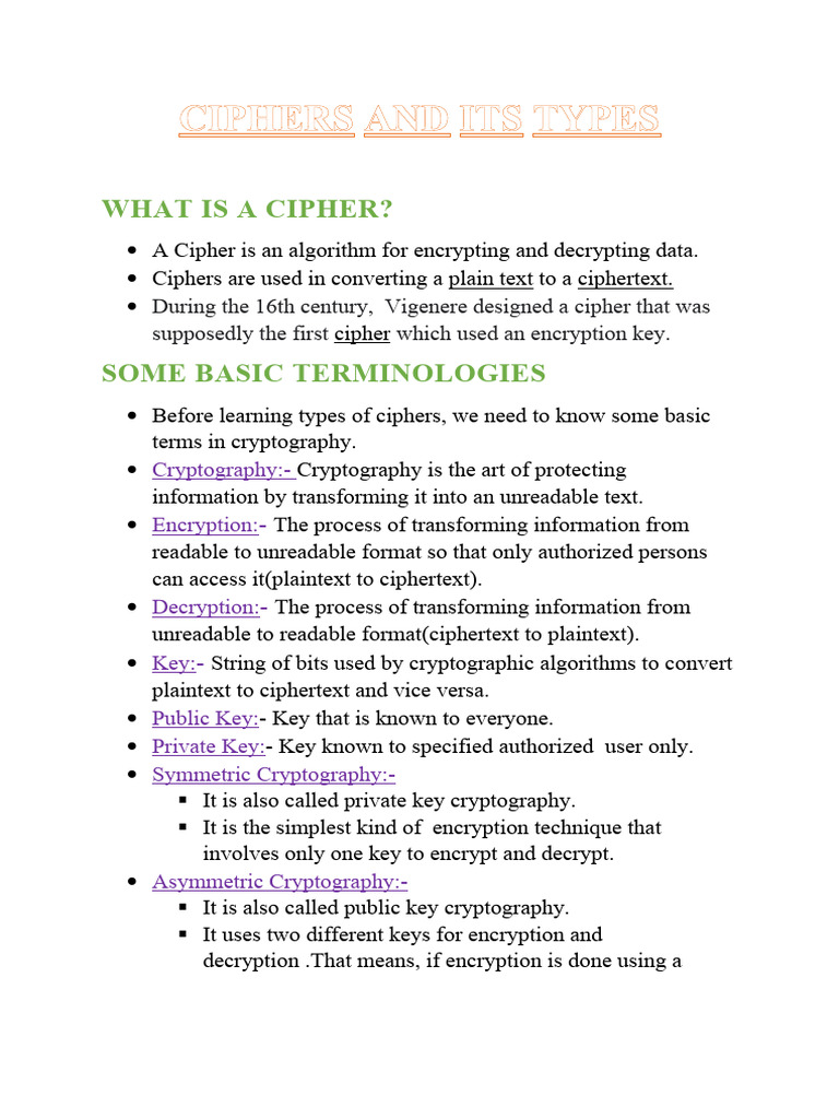 Ciphers and Its Types | PDF