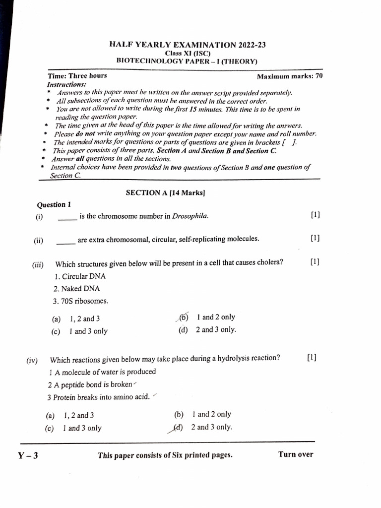 Class X1 Biotechnology Exam Paper 2022-23 | PDF | Adenosine ...