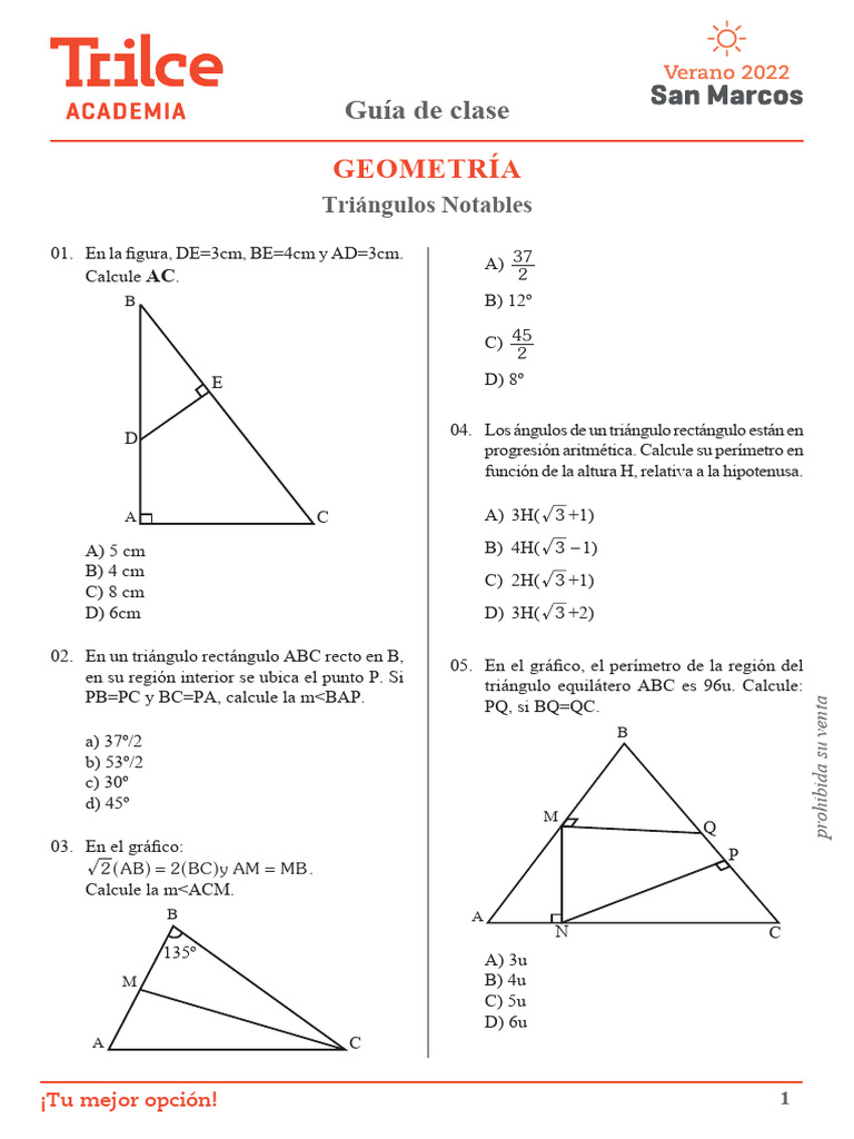 Introd Guia Triangulo Notable (G) | PDF | Triángulo | Geometría euclidiana