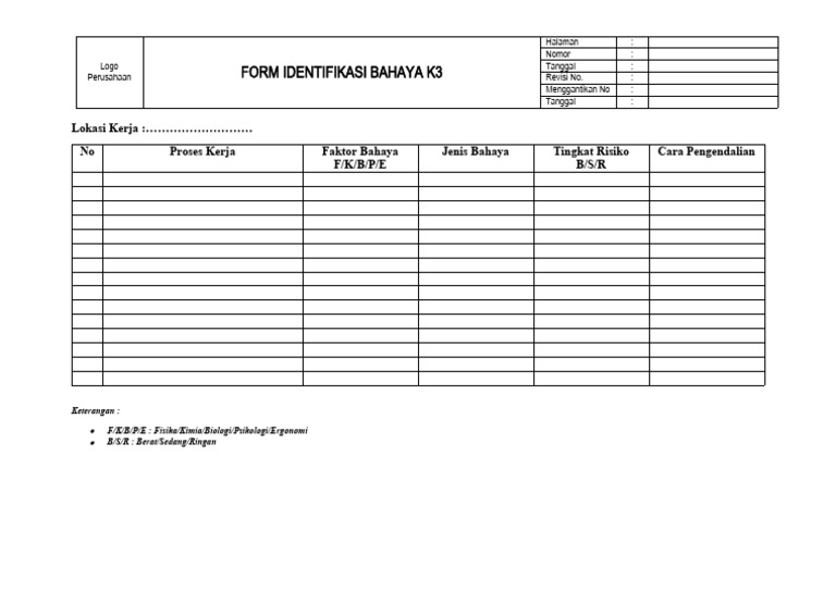 Form Identifikasi Bahaya K3 Efektif | PDF