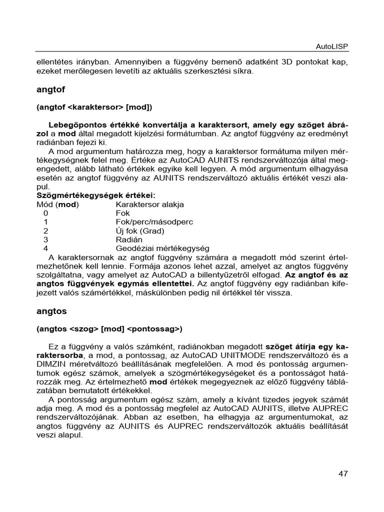 Angtof: Autolisp | PDF
