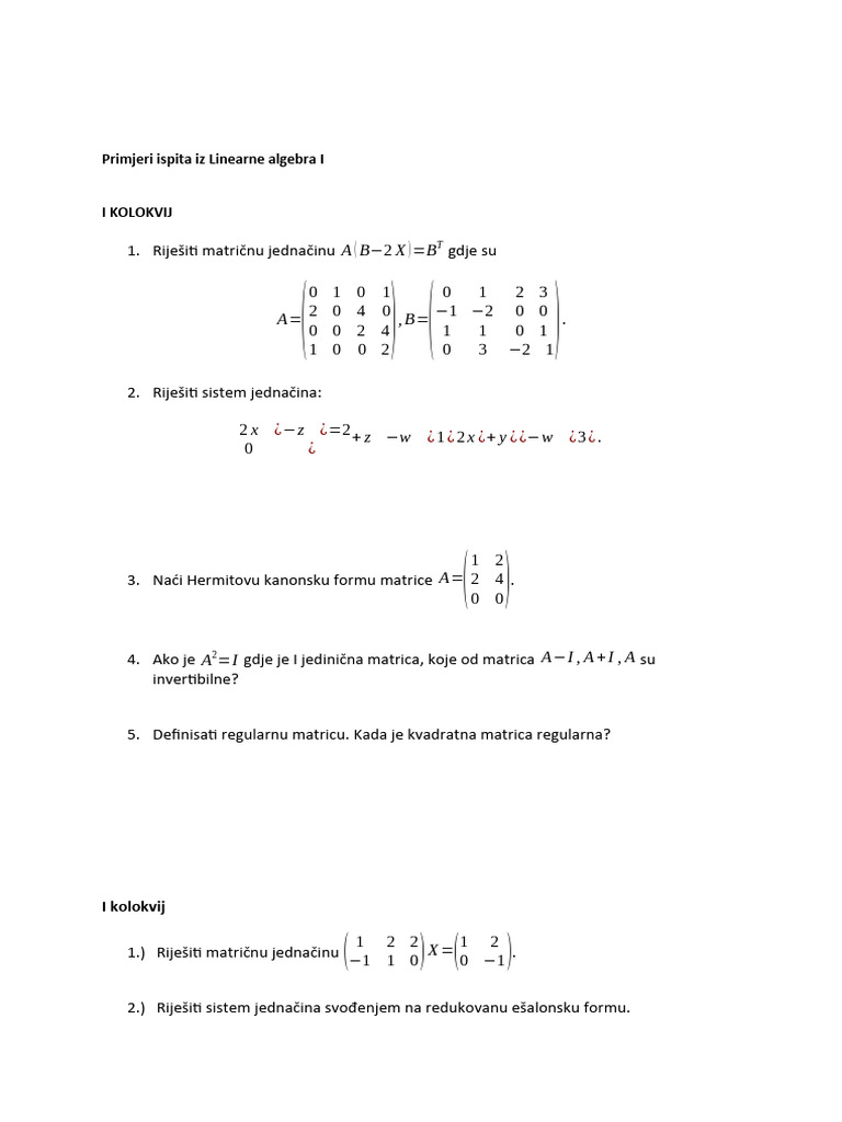 Primjeri Ispita Za Test I | PDF