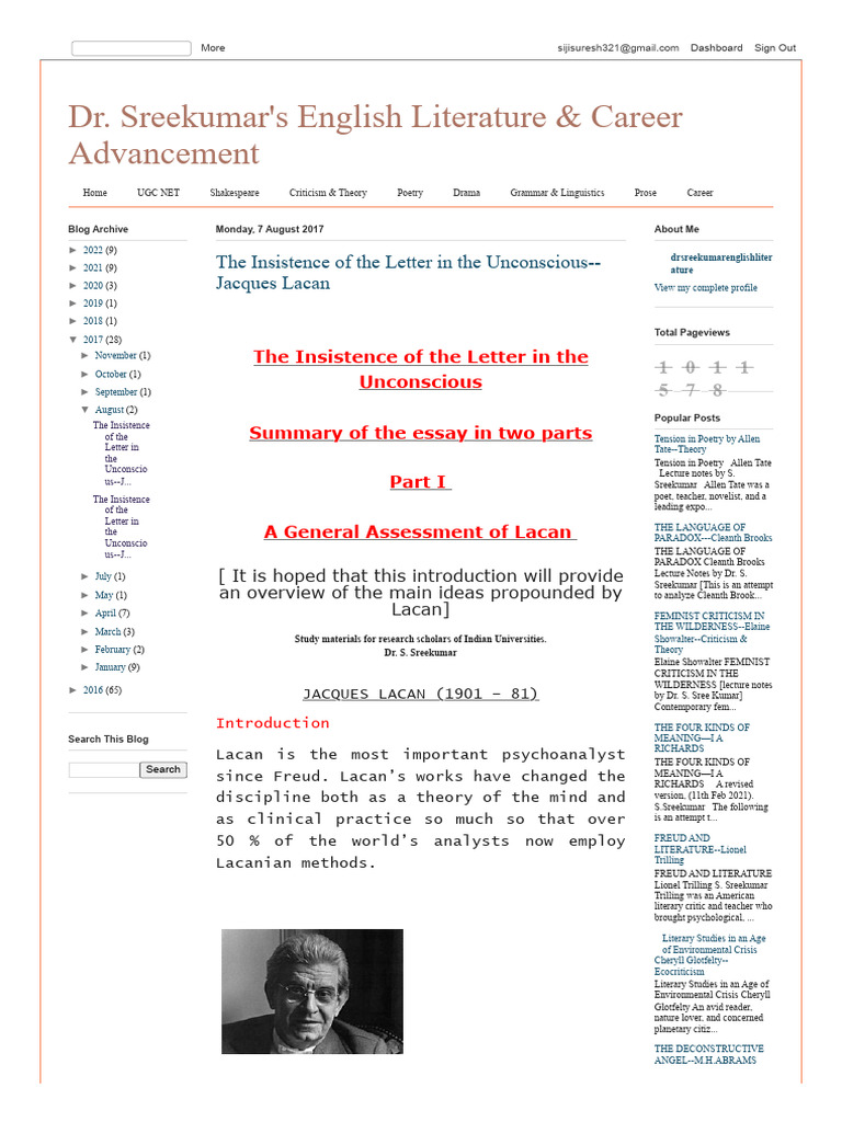Dr. Sreekumar's English Literature & Career Advancement - The ...