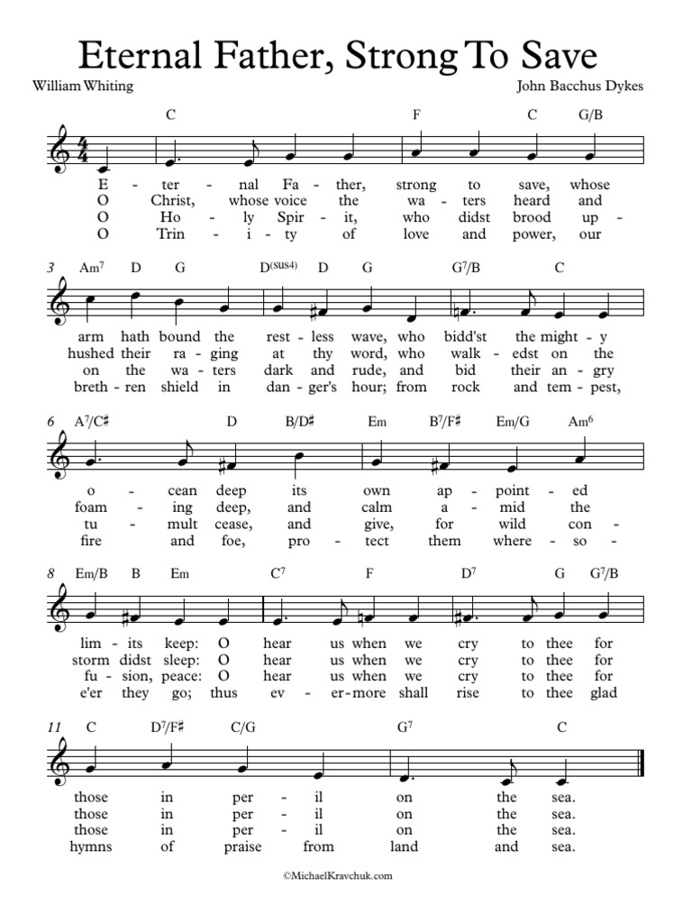 Eternal Father Strong To Save C Major | PDF Eternal Father Strong To Save C Major | PDF