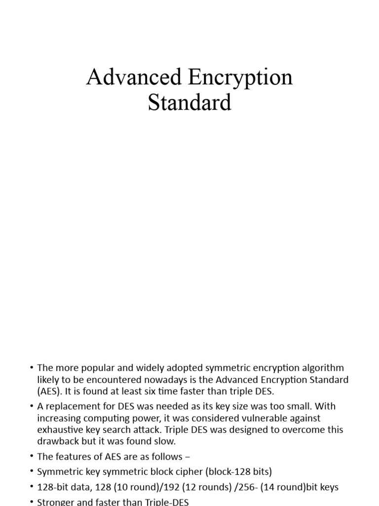 Advanced Encryption Standard Overview | PDF | Encryption ...