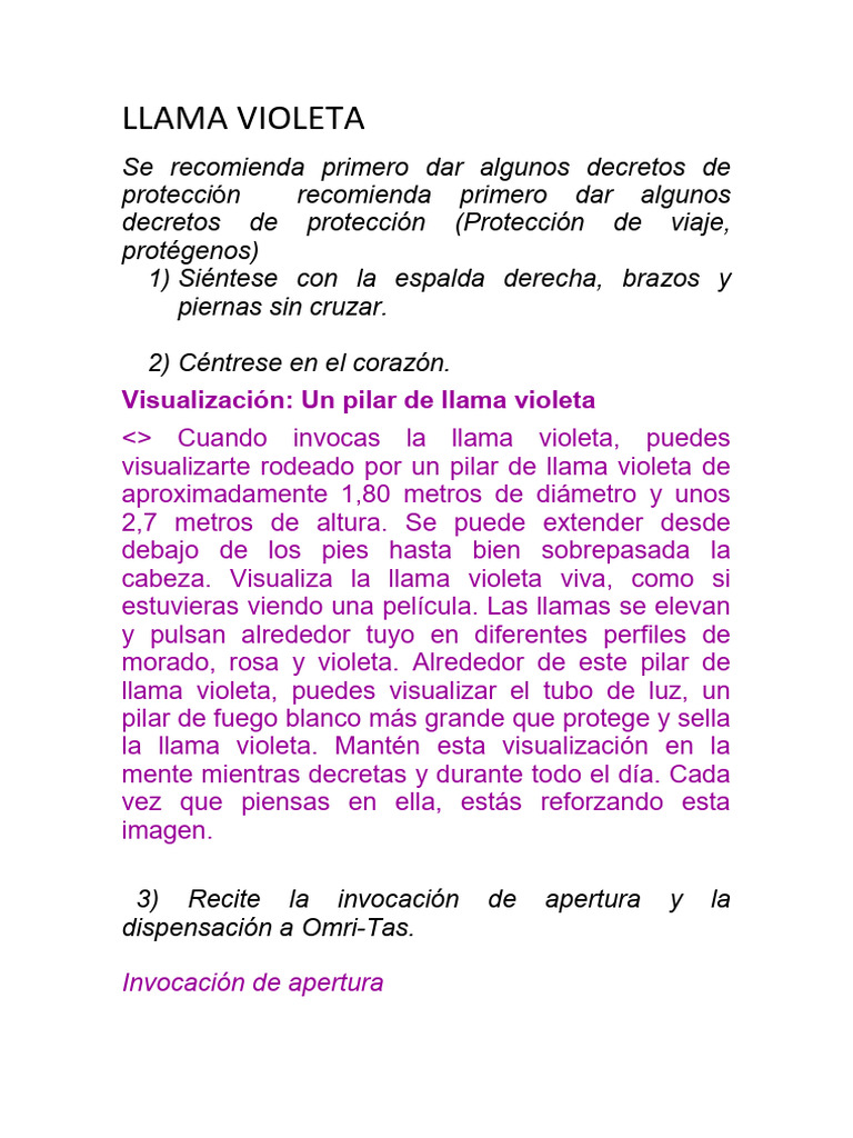 Decretos y Oraciones de la Llama Violeta | PDF | Amor | Creencia ...