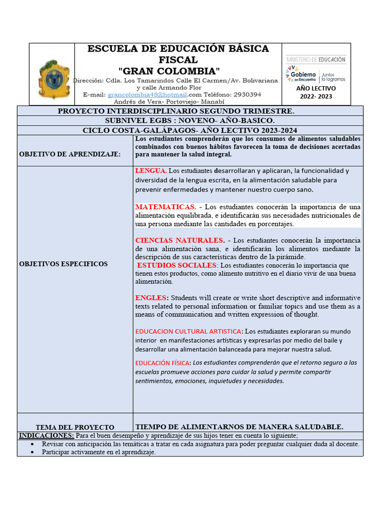 Proyecto Interdis 2do Trimestre 9no 23 24 | PDF | Maíz | Bailes