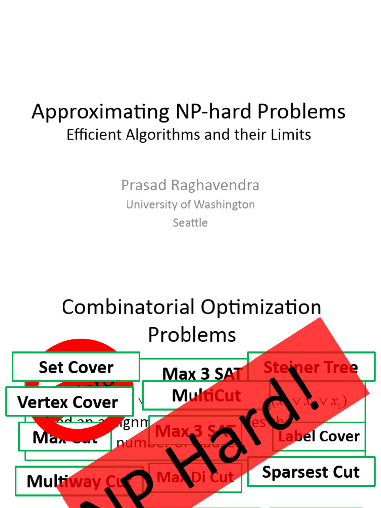 Approximating NP-hard Problems: Efficient Algorithms and Their Limits | PDF