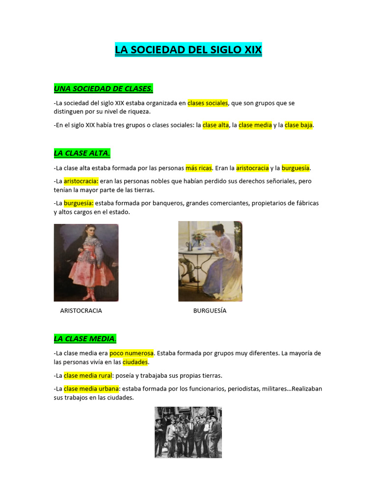 La Sociedad Del Siglo Xix | PDF