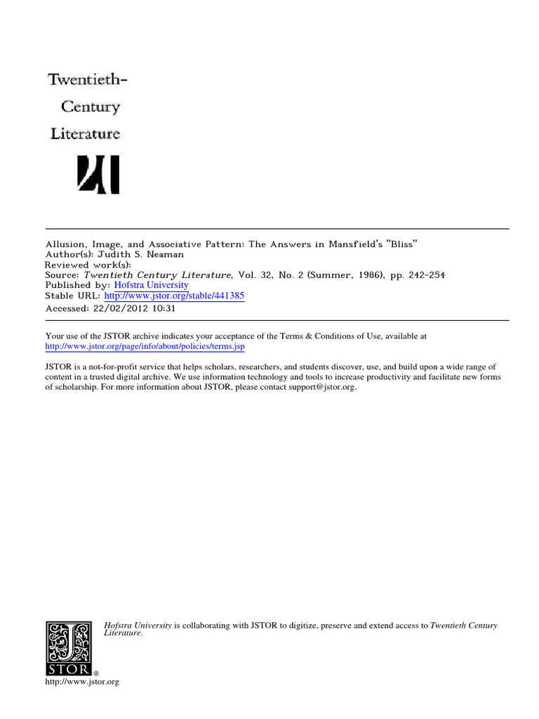 Allusions in Mansfield's "Bliss" | PDF | Adam And Eve | Book Of Genesis