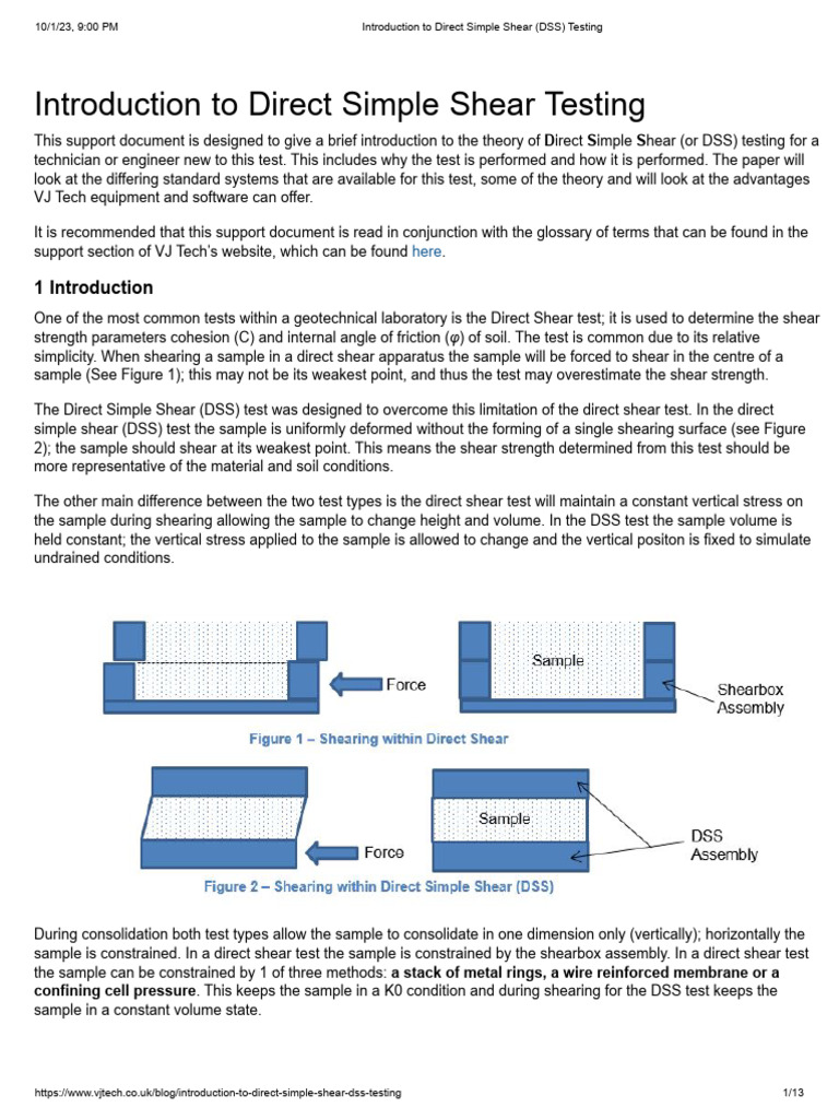 Introduction To Direct Simple Shear (DSS) Testing | PDF