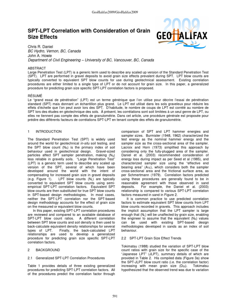 SPT-LPT Correlation With Consideration of Grain Size Effects | PDF | Sand | Geotechnical Engineering