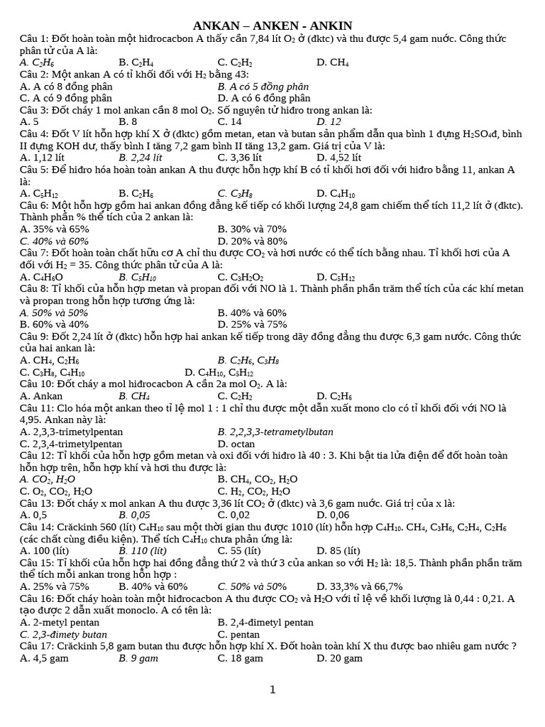 Ankan - Anken - Ankin: A. C H B. A Có 5 Đ NG Phân | PDF