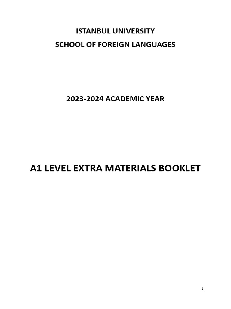 A1 Extra Materials Booklet | PDF