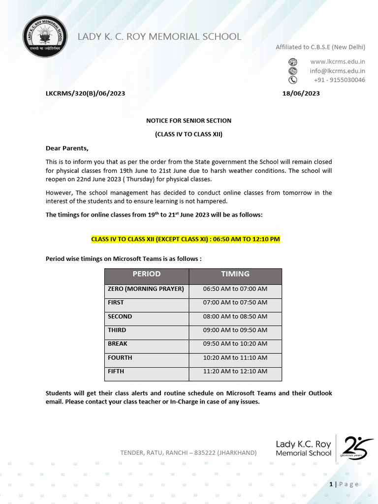Notice No. 320 (B) (Regarding Online Classes) | PDF