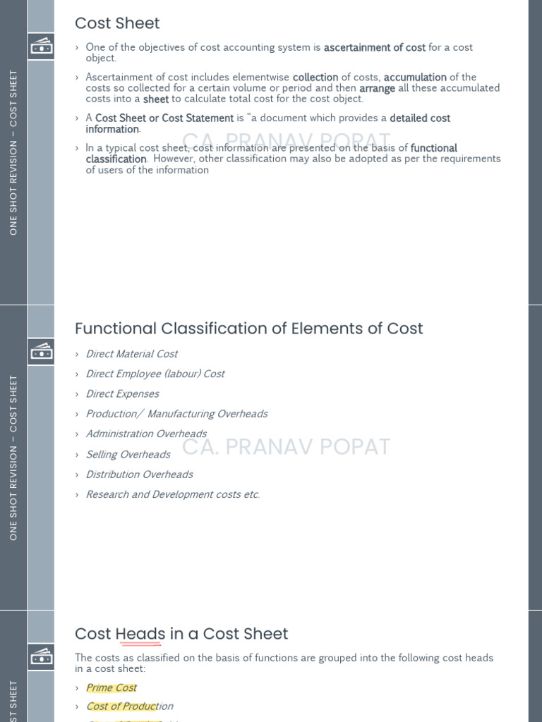 Cost Sheet One Shot N23 | PDF | Cost Of Goods Sold | Cost
