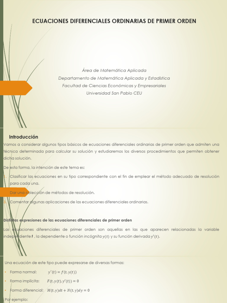 Ecuaciones Diferenciales de Primer Orden | PDF | Ecuaciones ...