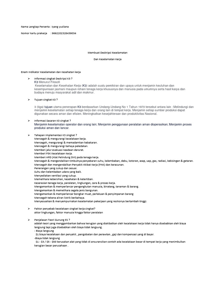 TMP 1 Deskripsi K3 | PDF