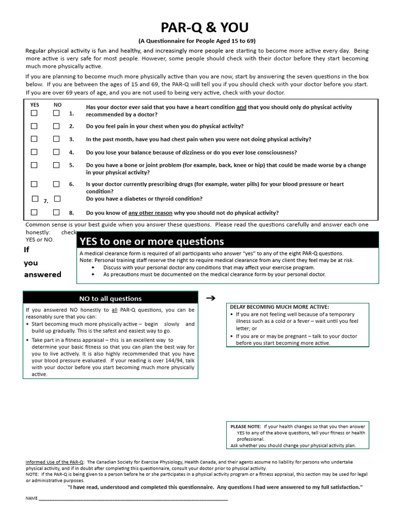 PAR-Q (Short Bondpaper) | PDF
