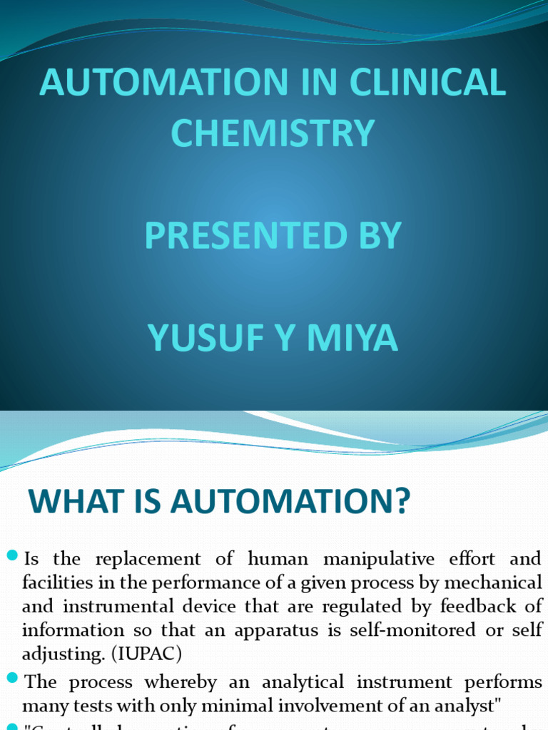 Automation in Clinical Chemistry | PDF | Automation | Physical Sciences