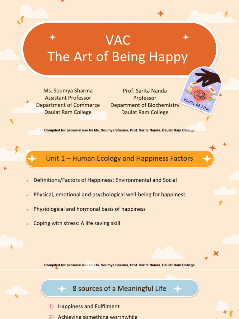 The Art Of Being Happy Ss Unit 1 Pdf Happiness Stress Biology