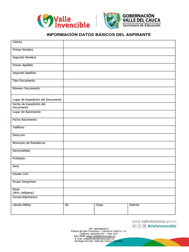 Formato de Datos Basicos, Familiares, Académicos, Laborales y Contacto de Emergencia | PDF