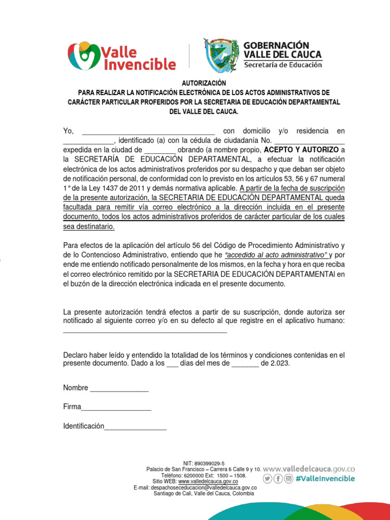 Formato de Autorizacion para Notificacion Por Medios Electronicos | PDF Formato de Autorizacion para Notificacion Por Medios Electronicos | PDF