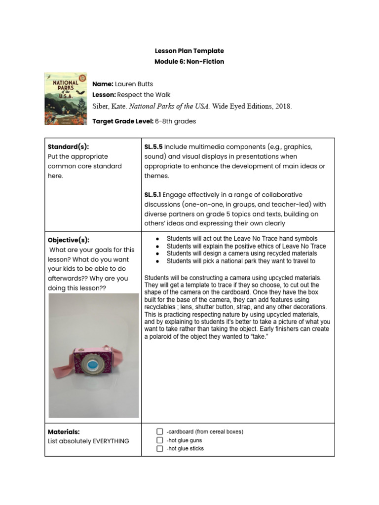 Edt 315 Module 7 Lesson Plan Laurenbutts | PDF