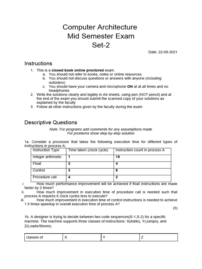 CA Midsem Set2 | PDF | Computer Architecture | Computer Engineering
